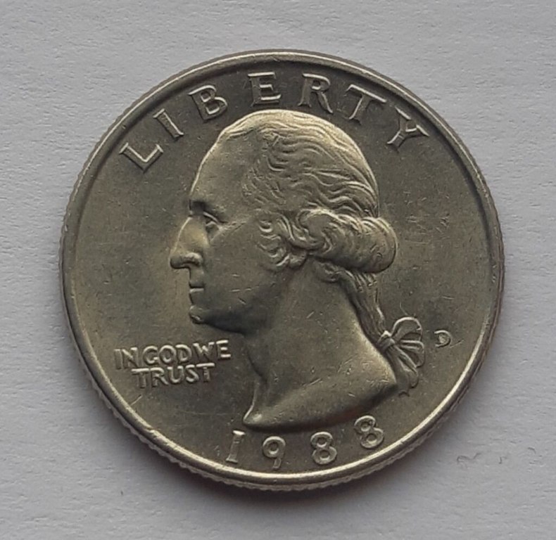 Američki kvartal (25 centi) – 1988 D - Nominala: Quarter Dollar (25¢)