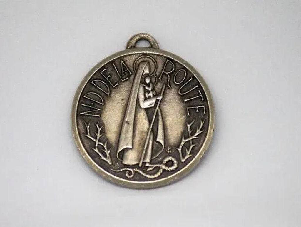 Srebrni stari Notre-Dame de la Garde religiozni medaljon. Srebrni