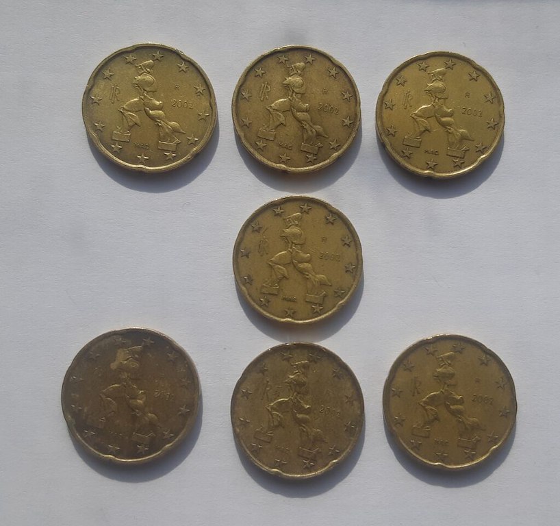 Set od 7 kovanica od 20 euro centi – Italija - Naziv: 20 euro cent