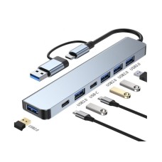 E-GREEN Adapter USB 3.0/USB 3.1 tip C (M) - USB 3.0 + 4 x USB 2.0 + 2 x tip C (7 u 2)