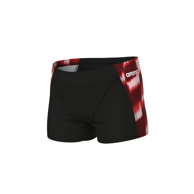 B ARENA WAVE SWIM SHORT BLACK-TEAM RED