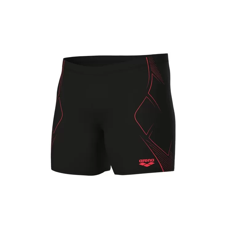 M ARENA GRAPHIC SWIM MID JAMMER BLACK-BRIGHT CORAL