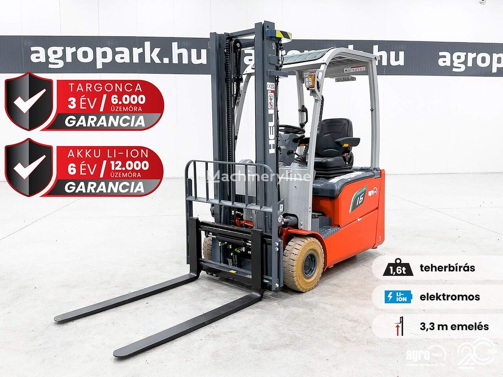 Novi Heli G3-S 1,6 ton Li-ion electric forklift with 3,3 meter lift električni viljuškar