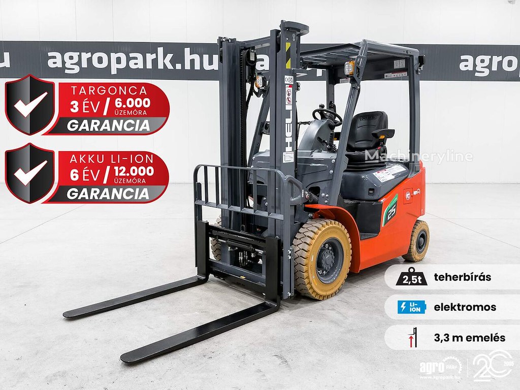 Novi Heli G2-S 2,5 ton Li-ion electric forklift with 3,3 meter lift električni viljuškar