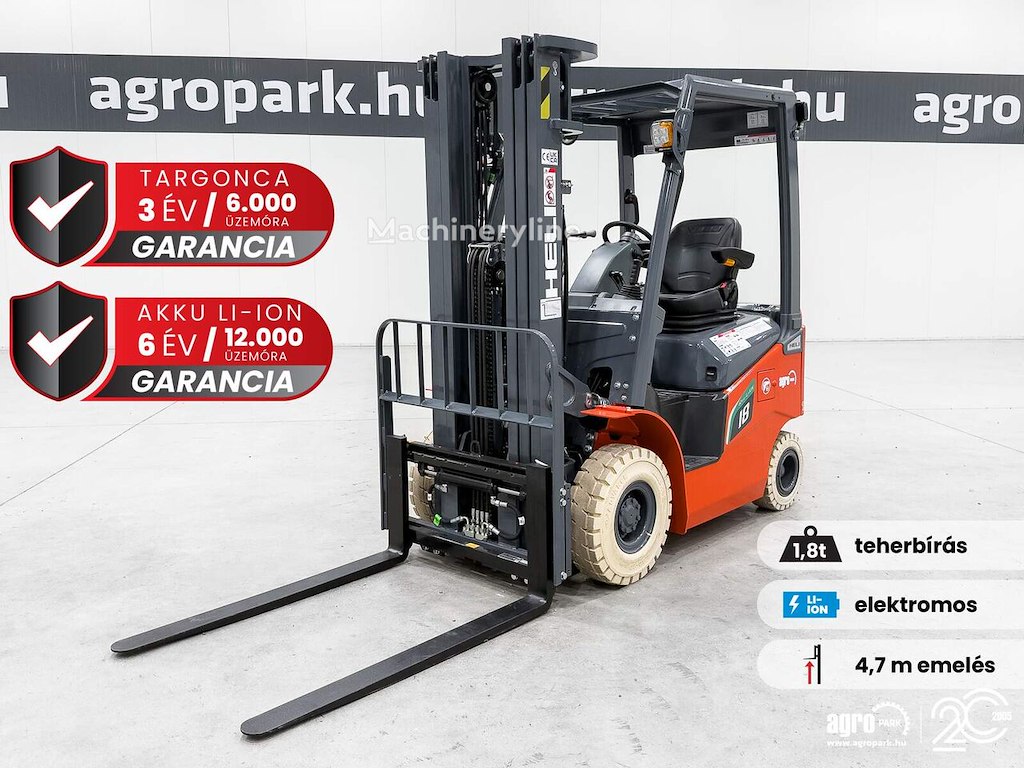 Novi Heli G2-S 1,8 ton Li-ion electric forklift with 4,7 meter lift električni viljuškar