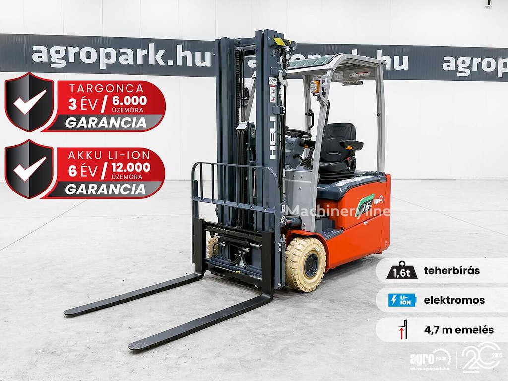 Novi Heli G3-S 1,6-ton Li-ion electric forklift with 4,7 meter lift električni viljuškar