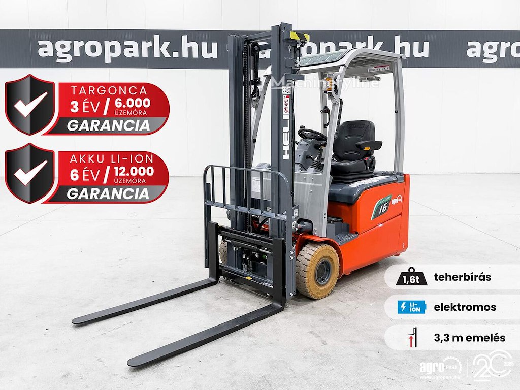 Novi Heli G3-M 1,6 ton Li-ion electric forklift with 3,3 meter lift električni viljuškar