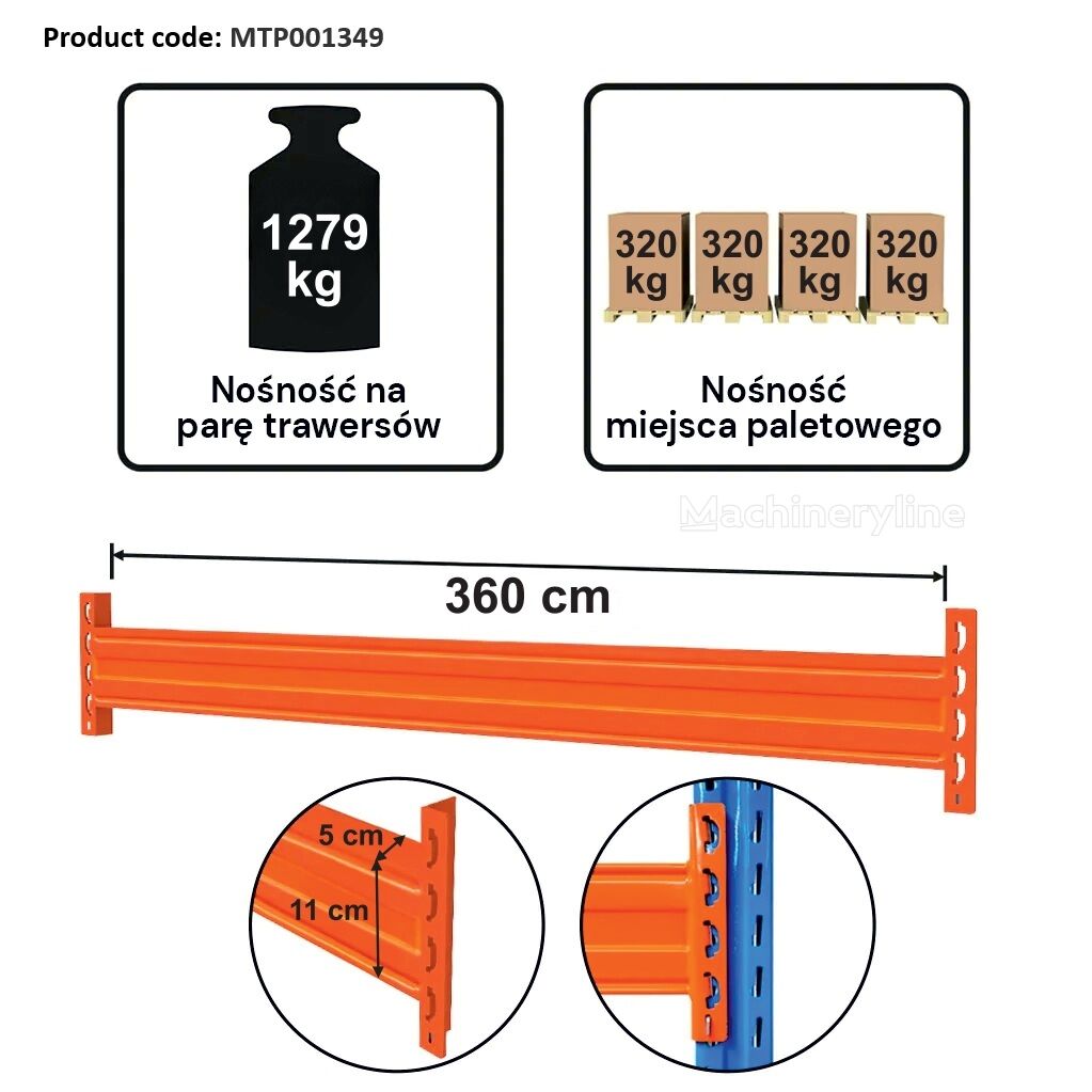 Stow Regały magazynowe STOW - trawers używany MTP001349 paletni regal