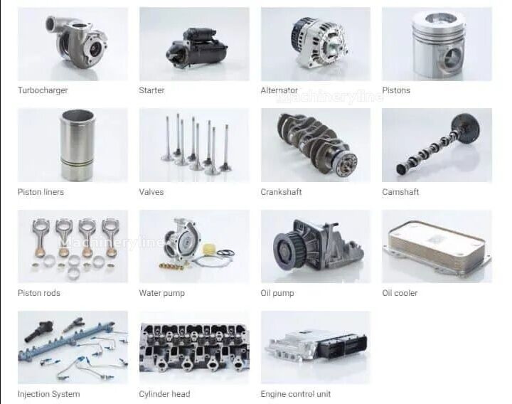 Deutz D29 L4 în 4 Pistoane – Turbocharger, Starter, Alternator, Piston komplet za popravku za građevinske mašine