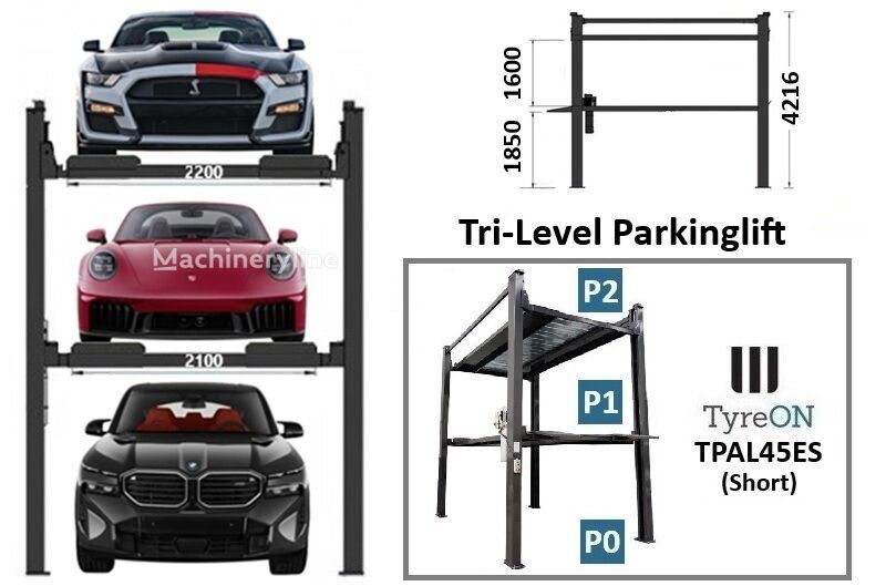 Nova TyreON TPAL45ES (short) 4 post car stacker lift - Three level parking četvorostubna dizalica