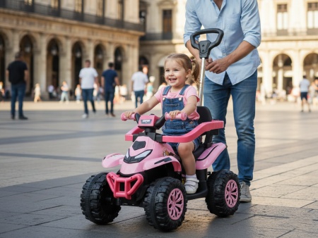Dečija guralica sa ručkom Boom 474 roze