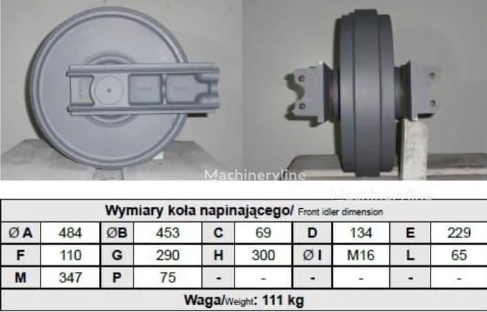 Roată de ghidaj OK RH5, ØA 484 mm, ØB 453 mm, C 69 mm, D 134 mm, upravljački točak za građevinske mašine