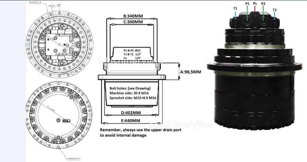Excavator krajnji pogon za Volvo EC210LC – Dimensiuni și Specificații Tehnice građevinske mašine