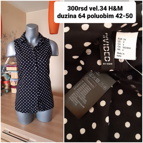H&M „Divided“ ženska bezrukavna košulja na tufne