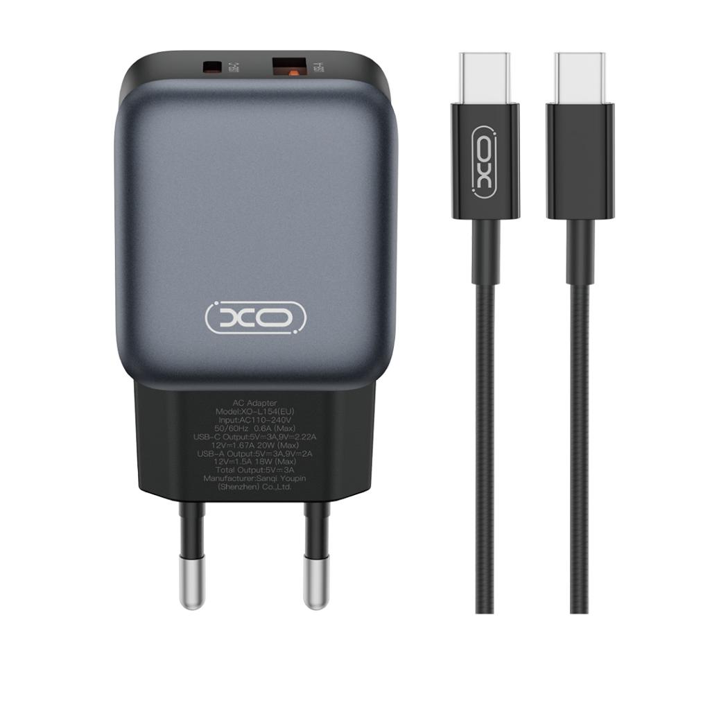 XO L156 GaN Kućni Punjač 30W – USB-C + USB-A + Tip C Kabl