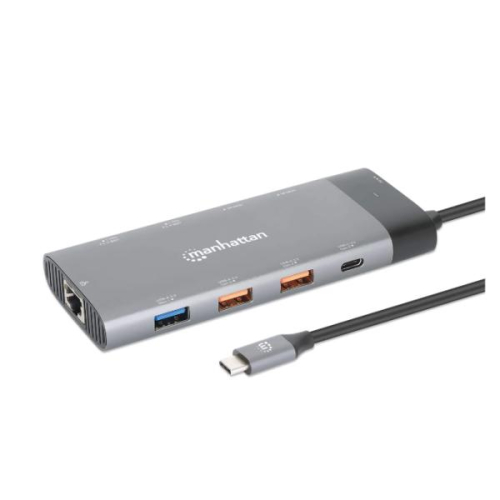 Docking station Manhattan 130714 10in1 USB-C - 2xHDMI/5xUSB/LAN/PD 100W