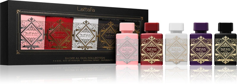 Lattafa - ~ Badee Al Oud kolekcija ~ Noble Blush edp 5ml minijatura + Sublime edp 5ml minijatura + Honor Glory edp 5ml minijatura + Amethyst edp 5ml minijatura + Oud For Glory edp 5ml minijatura /...