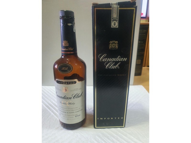 Flaša i kutija za wisky Canadian club
