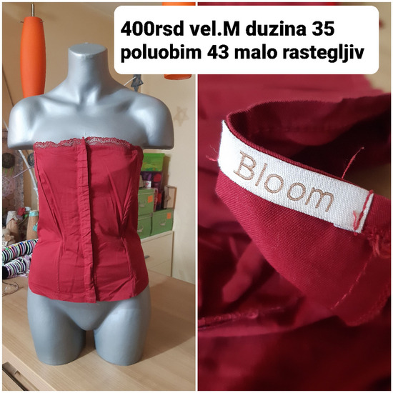 Korset Bloom, crvene boje, bez bretela.