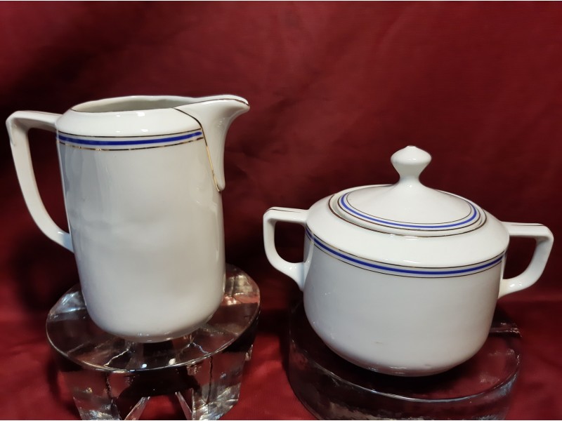 ART DECO SET PORCELAN KOBALT ZLATO RETKO 1930'+
