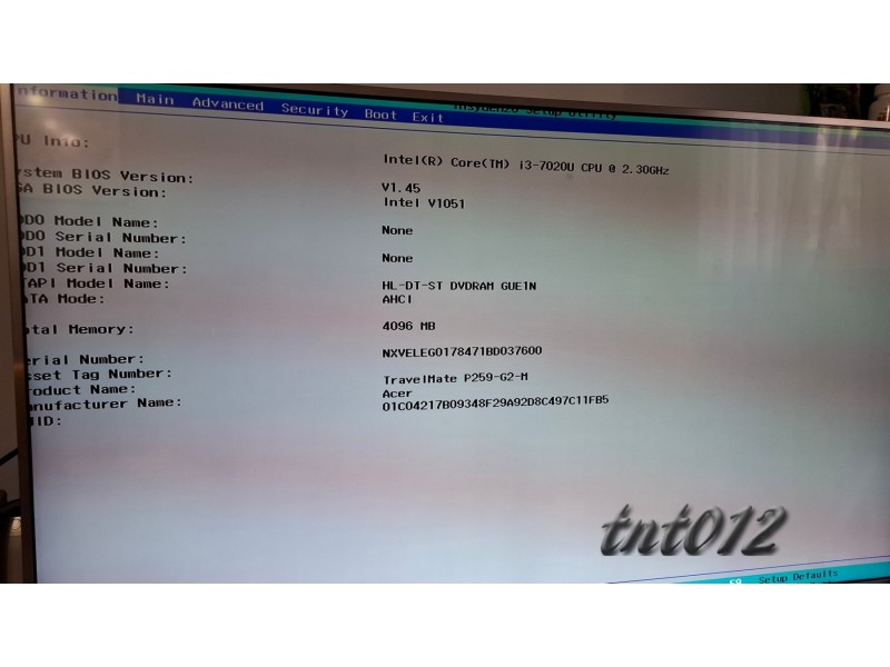 == ACER TravelMate P259 = Intel i3-7020U ==