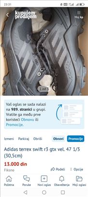 Adidas terrex swift r3 gtx vel. 47 1/3 (30,5cm)