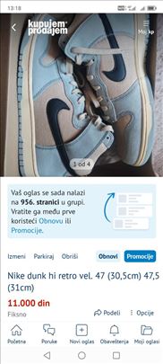 Nike dunk hi retro vel. 47 (30,5cm) 47,5 (31cm)