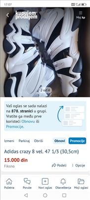Adidas crazy 8 vel. 47 1/3 (30,5cm)