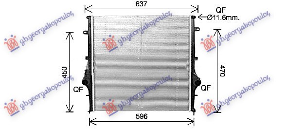 HLADNJAK MOTORA 2.2 DIZEL (AUTO) (540x543x16) (MAHLE BEHR) ALFA ROMEO GIULIA (952) (2015-) (OEM: 50534300)