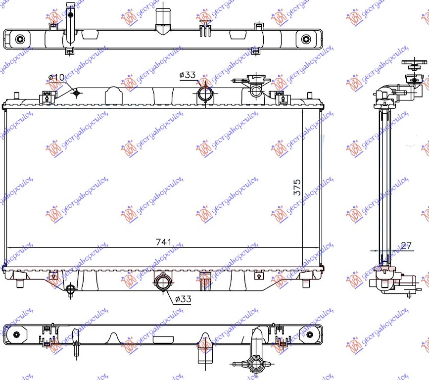 HLADNJAK MOTORA 2.2 D DIZEL (MAN/AUTO) (375x735x26) (KOYO) MAZDA 3 SDN-H/B (BM) (2013-2016) (OEM: SH1215200, SH1215200A)