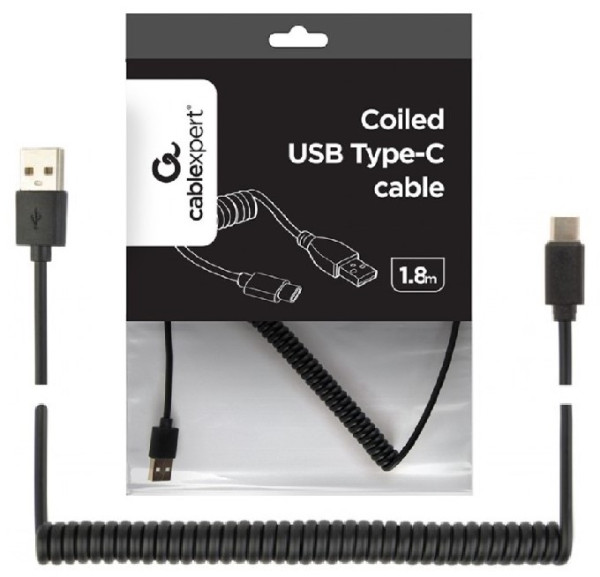 x-CC-USB2C-AMCM-6 Gembird Spiralni USB 2.0 AM na USB-C kabl, 1.8 m, black