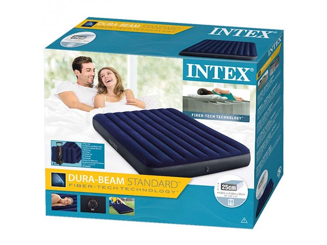 Krevet Na Naduvavanje 152x203x25 cm sa ručnom pumpom i dva jastuka Intex 64765 Dura-Beam Standard Classic Downy