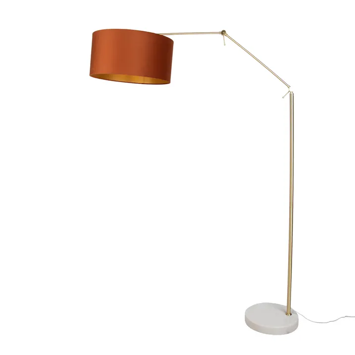 Podesiva podna lampa zlatne boje sa narandžastim abažurom i zlatnom unutrašnjosti 50cm - Editor