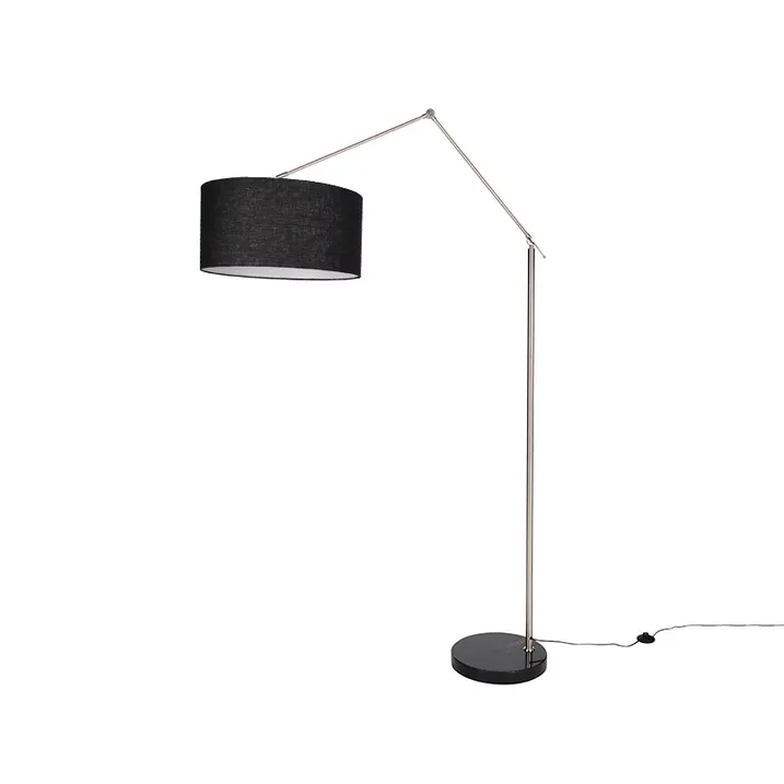 Podesiva podna lampa čelična sa crnim abažurom 50cm - Editor