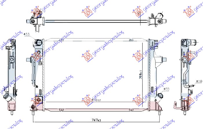 HLADNJAK MOTORA 1.6 MPi BENZIN (AUTO) (610x400x16) (KOYO) HYUNDAI ELANTRA (2015-2019) (OEM: 25310F2100)