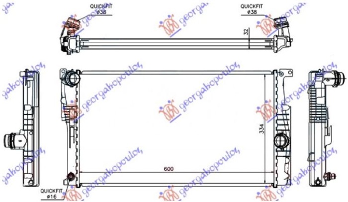 HLADNJAK MOTORA 1.6 (316i-320i) BENZIN / 2.0 (316d-318d-320d-325d-330d) DIZEL (AUTO) (600x334x32) (KOYO) BMW SERIES 4 (F32/36/33/)COUPE/GR.COUPE/CAB. (2014-2020) (OEM: 17117600516, 17118672102)