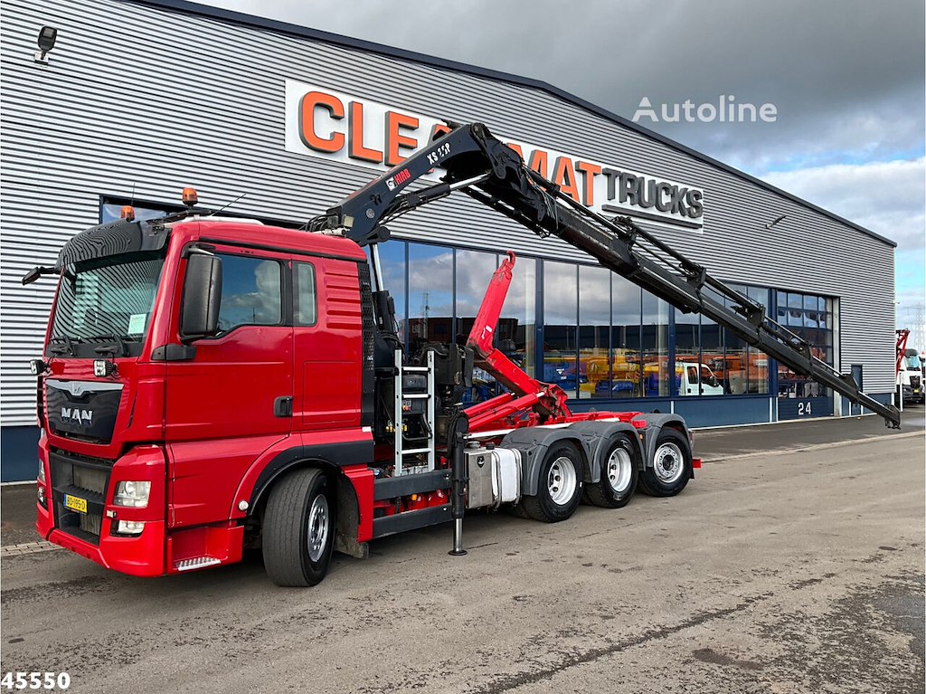 MAN TGX 35.480 8x4 Euro 6 Hiab 28 Tonmeter laadkraan kamion rol kiper