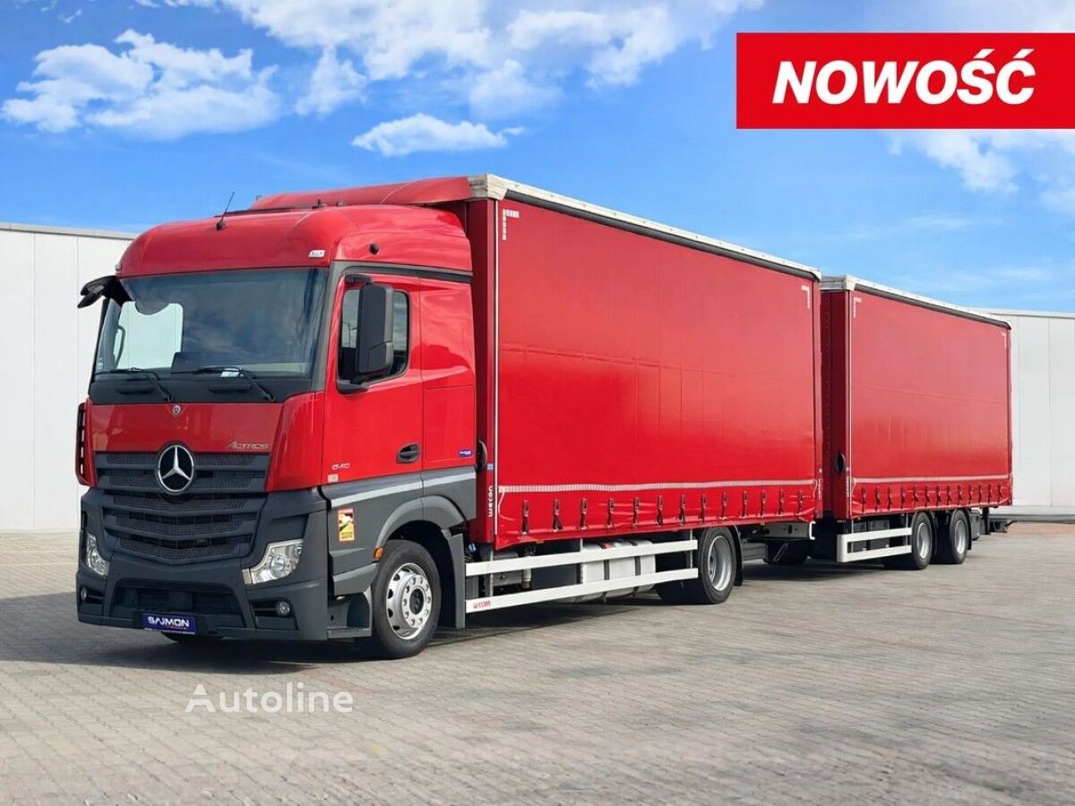 Mercedes-Benz ACTROS 1840 / ZESTAW TANDEM 120 M3 / 7,75 M + 7,75 M / SALON PL kamion sa klizna zavesa cerada + prikolica sa kliznom ceradom