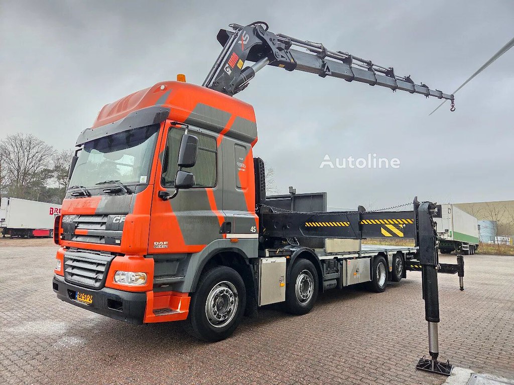 DAF CF 85 410 8X2 + HIAB 855 E8 APK 12-2026 kamion platforma