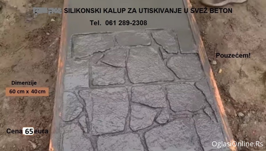 Silikonski kalupi za štampani beton i uređenje dvorišta, Trstenik