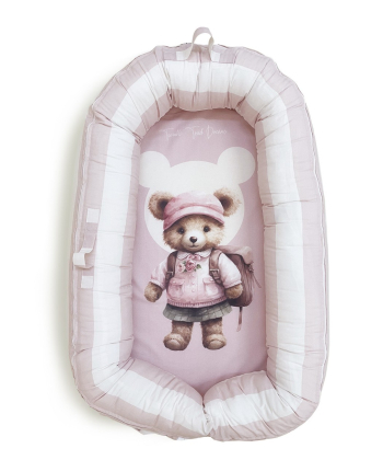 Textil multifunkcionalno gnezdo za bebe Teddy roze