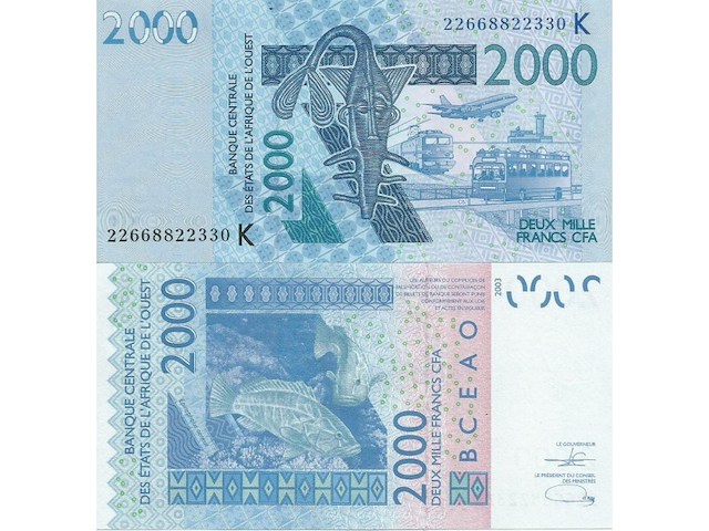 SENEGAL (WAS) 2000 francs 2022 UNC  K