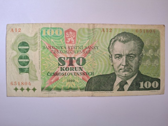 100 kruna 1989 ČEHOSLOVAČKA