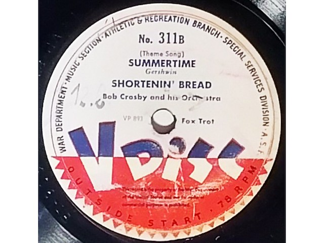 SHELLAC ploča 12``: Bumbarov let / Summertime, 1944 USA