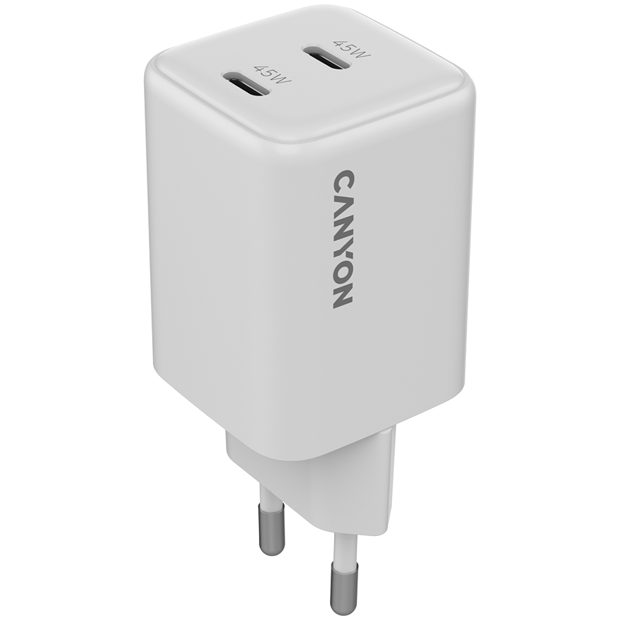 CANYON charger CU45CC GaN 45W 2xPD EU White,CNS-CUW45CC