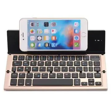 608 TRI-FOLD WIRELESS KEYBOARD WITH DUAL CHANNEL SWITCHING AND STAND - ROSE GOLD