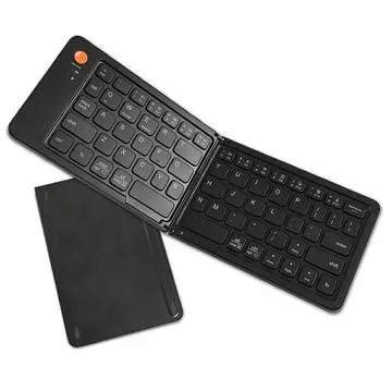 B023 68-KEY MAGNETIC FOLDING WIRELESS KEYBOARD WITH PHONE STAND - QWERTY - BLACK