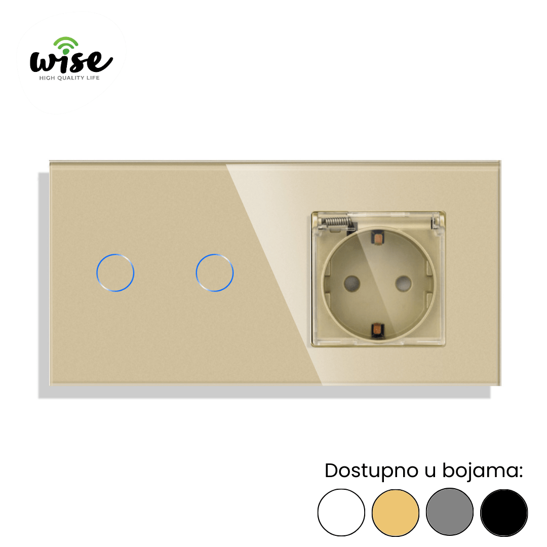 Wise modularni set standardni prekidač
2t + utičnica sa polopcem stakleni panel