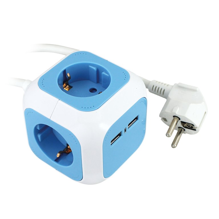 Produžni kabl 4xšuko+2xUSB-A "kocka" 1.4m