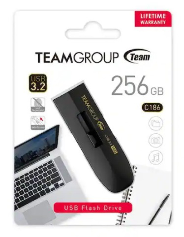 TEAMGROUP 256GB C186 USB FLASH MEMORIJA 3.2 BLACK TC1863256GB01